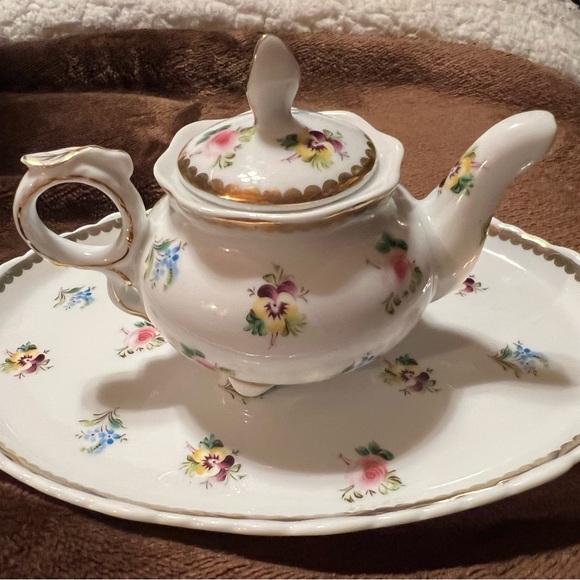 Dining | Small English Teapot And Platter Childs Size Pretty Flowers ...